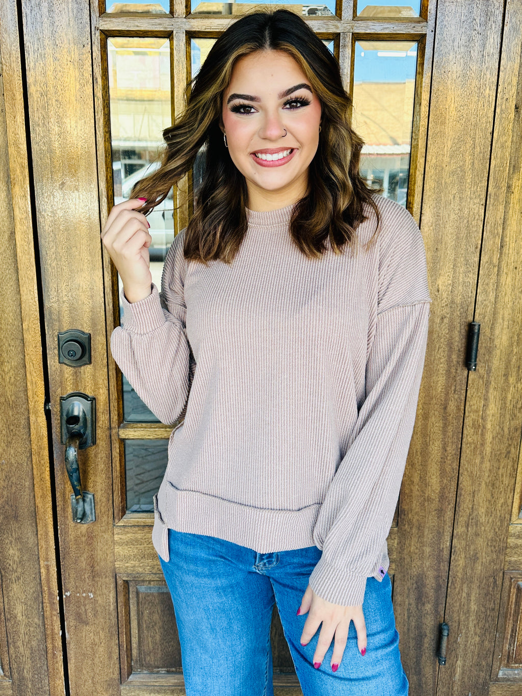 Simply Southern So Much to Say Corded Top Tan | Anchored Bliss Boutique ...